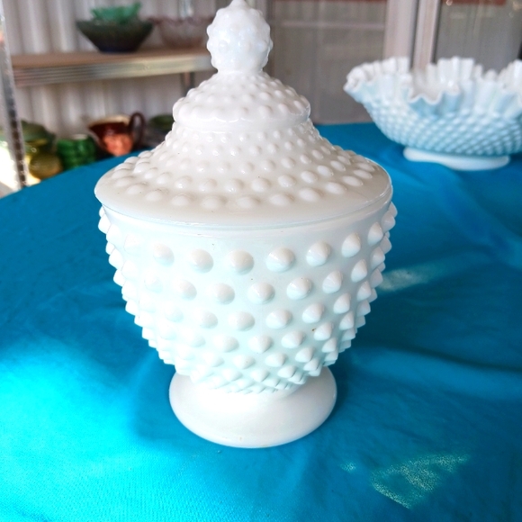 Fenton | Other | Vintage Fenton White Hobnail Milk Glass Candy Dish ...